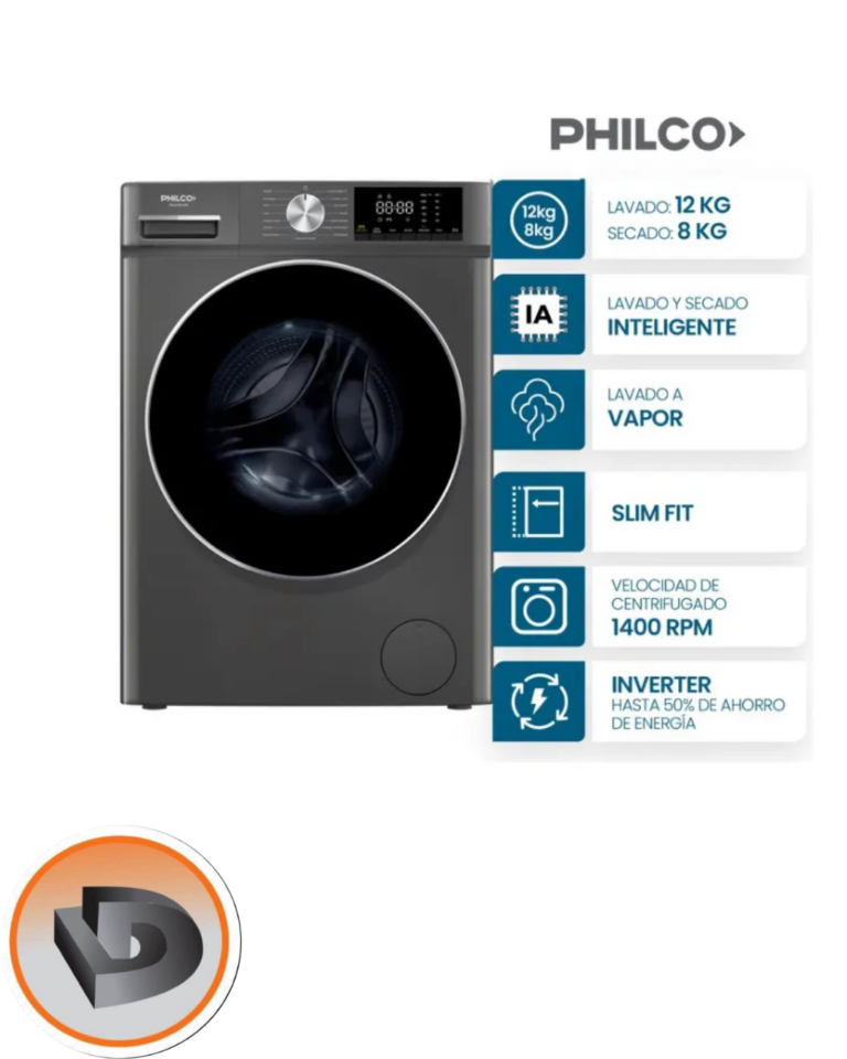 LAVASECARROPAS PHILCO INVERTER 12KG/ 8 KG INOXIDABLE – Magalhaes